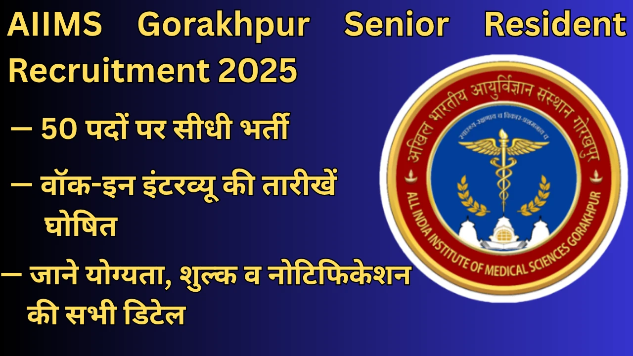 AIIMS Gorakhpur Senior Resident Recruitment 2025 — 50 पदों पर सीधी ...